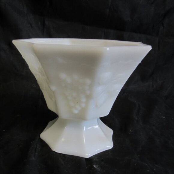 Milk Glass | Accents | Retro 6s Milk Glass Compote Bowlvase Wgrapes ...